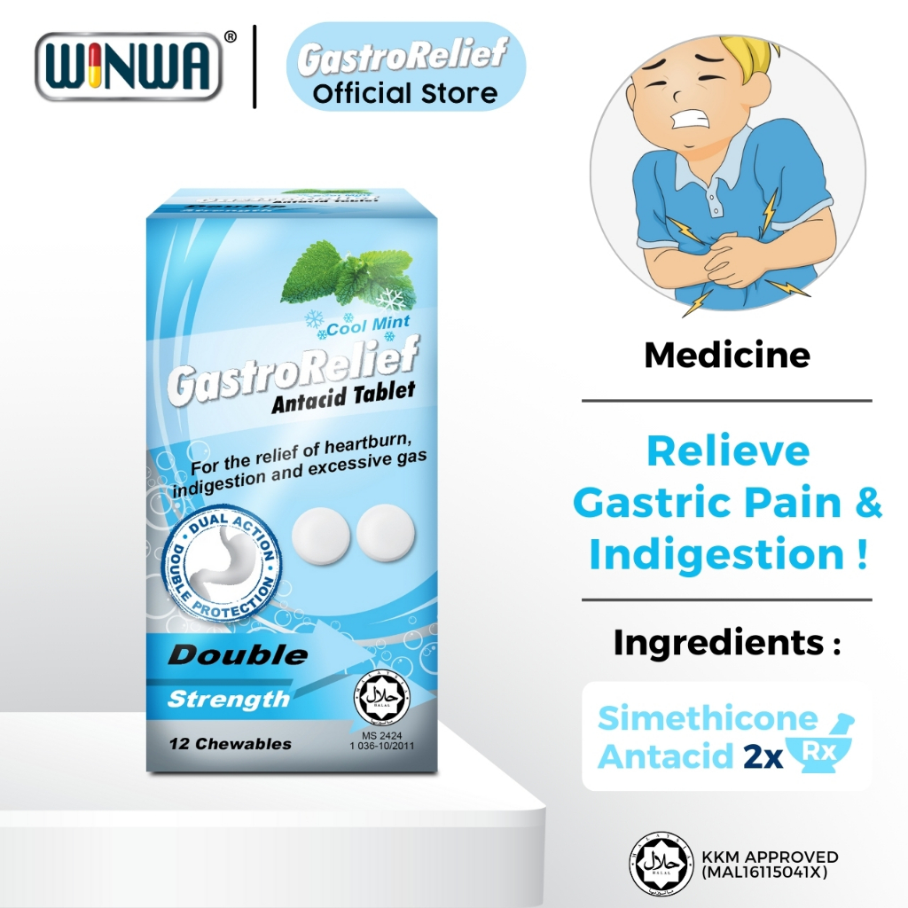 GastroRelief Antacid Chewable Tablet (Double Strength) 12'S - For ...
