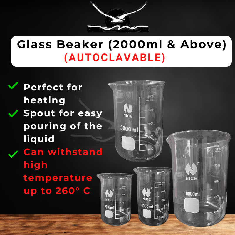 2L 3L 5L 10L Glass Beaker Low Form Autoclavable Withstand High Heat ...