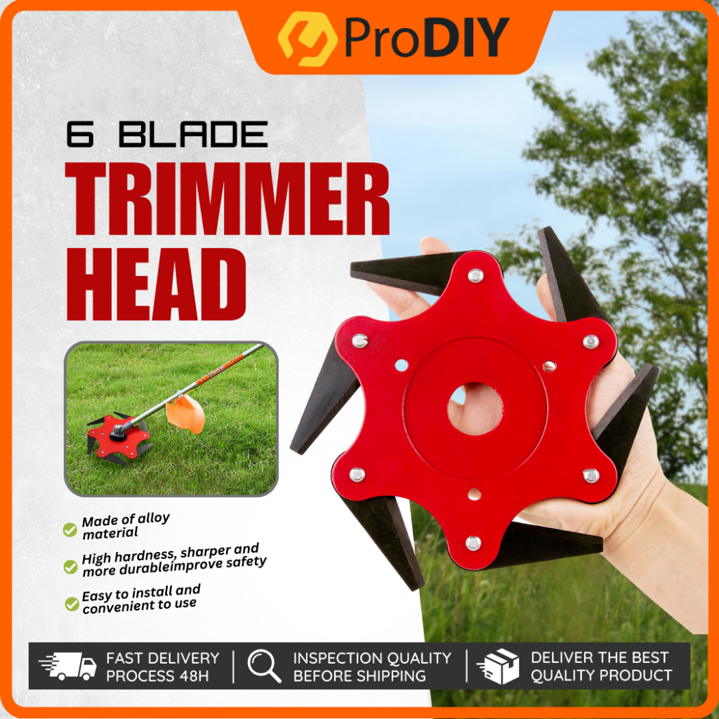 6 Blade Trimmer Head Lawn Mower Grass Weeding Replacement Blade Metal ...