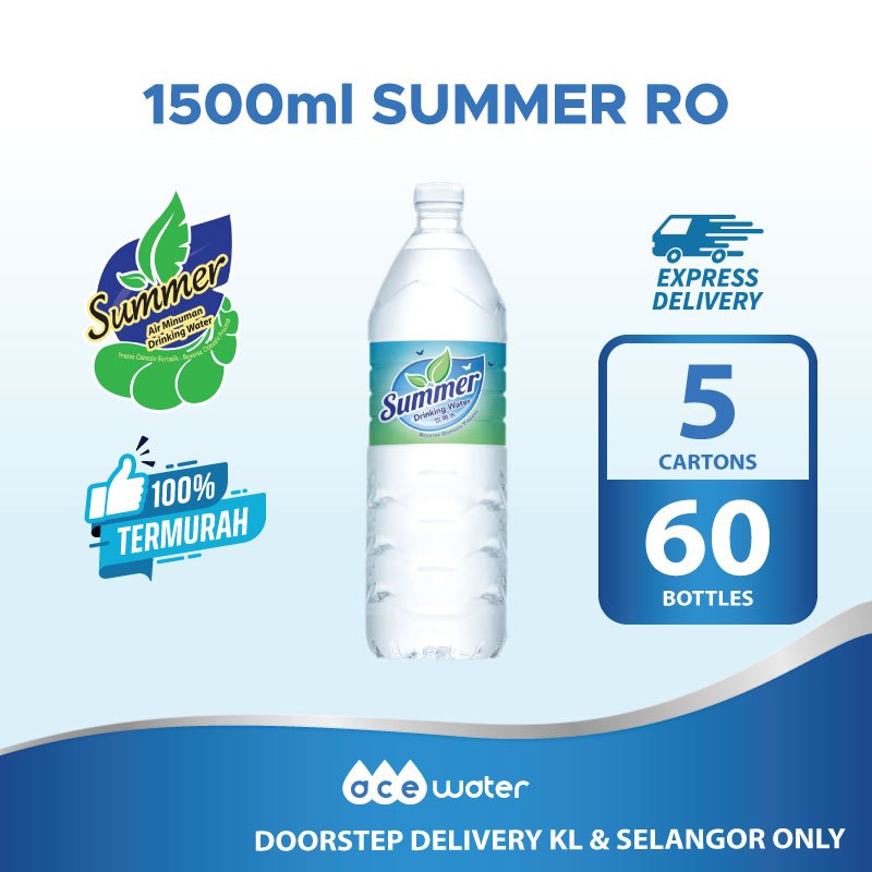 1500ml (1.5L) Summer RO Drinking Water 5 Cartons 60 Bottles Doorstep ...