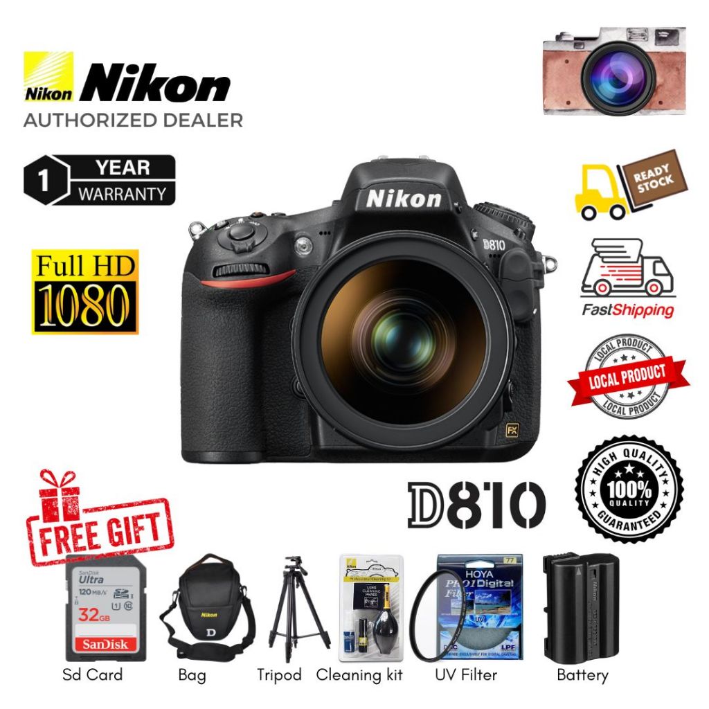 Nikon D810 DSLR Camera 36.3MP FX-Format CMOS Sensor Full Frame ( 1 Year ...