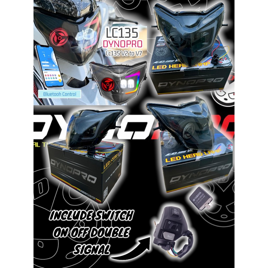 DYNOPRO LC135 V2-V7 LAMPU DEPAN LED /LC NEW HEADLAMP LED SHARIGAN NARUTOLED DYNO PRO LC 135 V2 ...