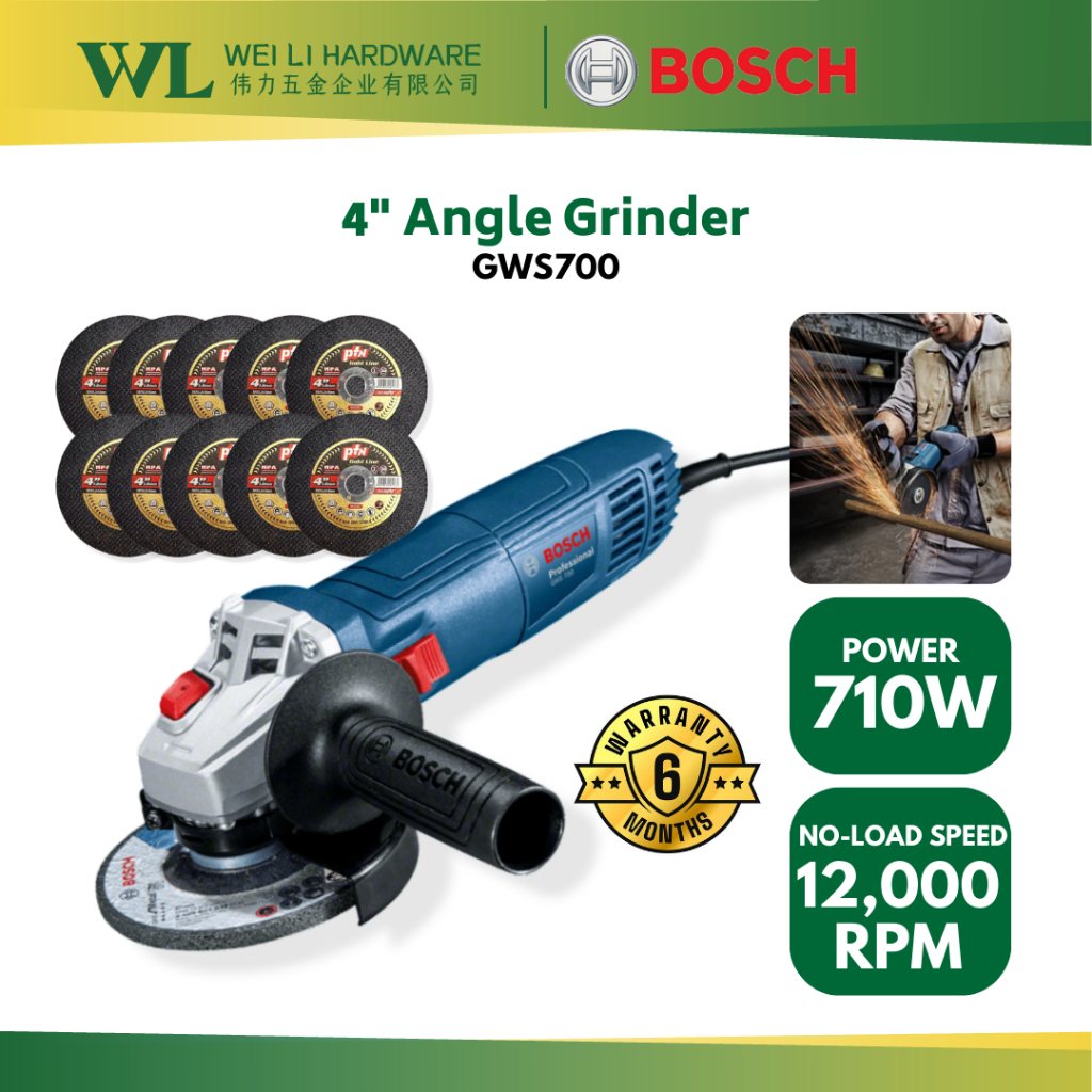 Bosch GWS700 4" Angle Grinder 710W / mesin potong besi / mesin grender ...