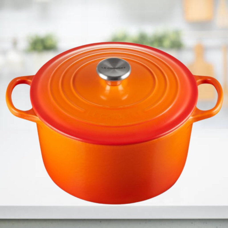 [100% AUTHENTIC] Le Creuset 24cm Round Deep Cast Iron Volcanic | Shopee ...