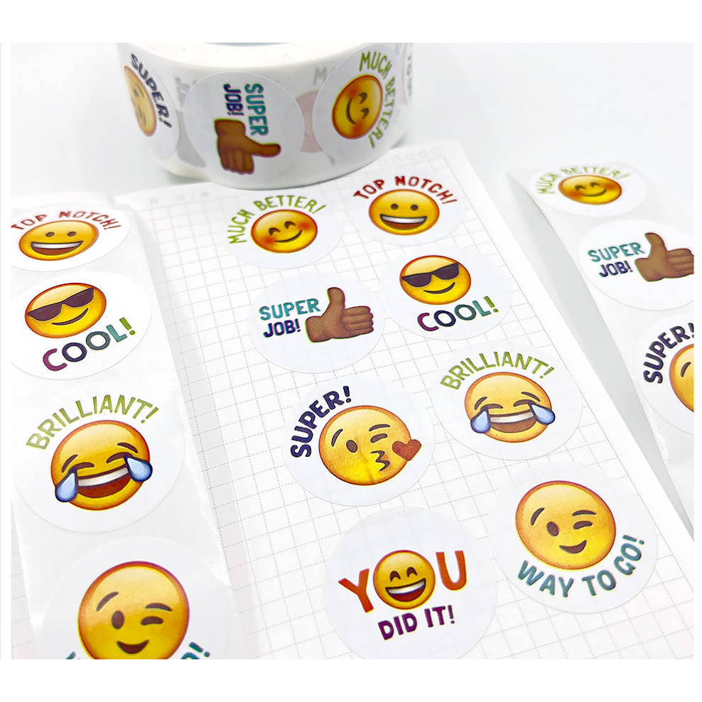 50-500pcs 8 Kinds of Expression Smiley Face Reward Stickers for Kids ...