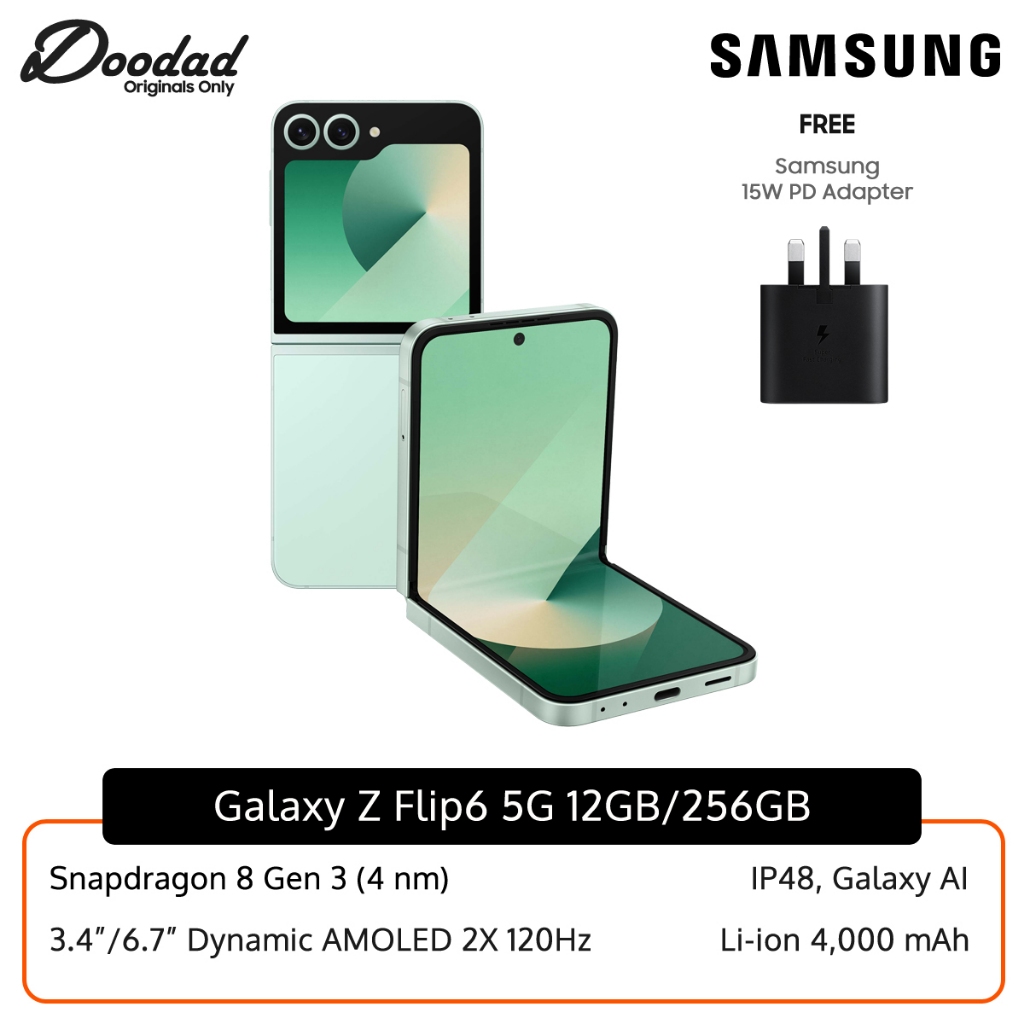 Samsung Galaxy Z Flip6 / Flip 6 5G 12GB+256GB SM-F741 With 15W PD ...