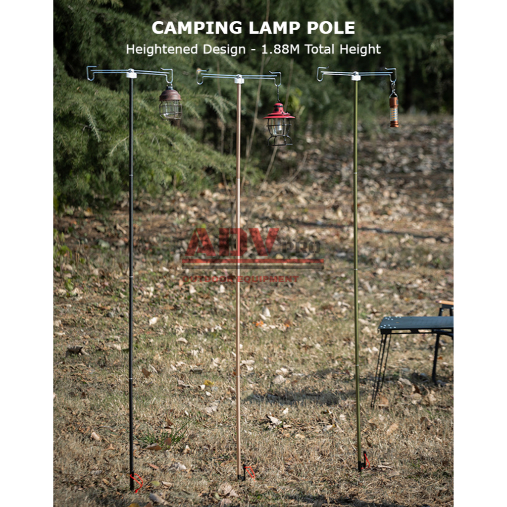 Outdoor Camping Ground Lamp Pole 1.88m Double Light Hanger Aluminum Rod ...