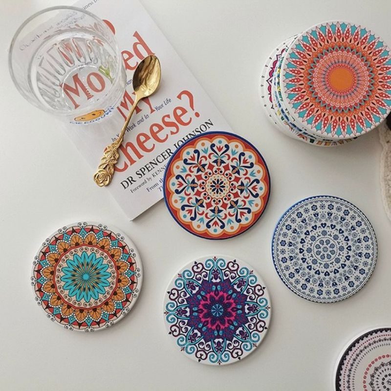 CERAMIC CUP COASTER BOHEMIAN/ MARBLE STYLE - 1PCS | Shopee Malaysia