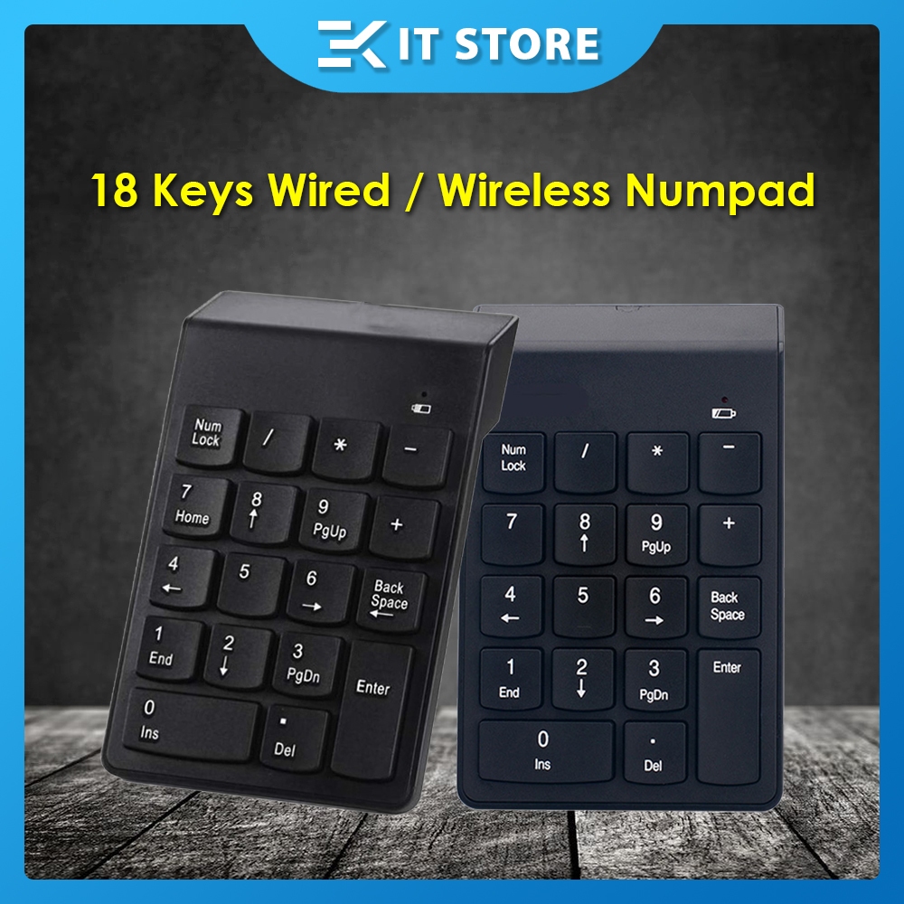 (Ready Stock) Mini Portable 18 Keys Wired / Wireless Numeric Keypad ...