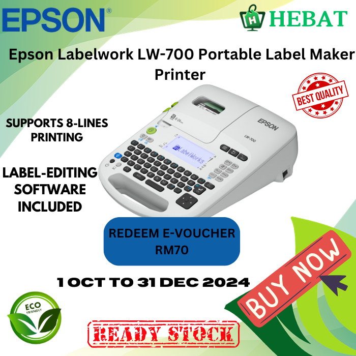 Epson Labelwork LW-700 Portable Label Maker Printer Price Tag Barcode ...