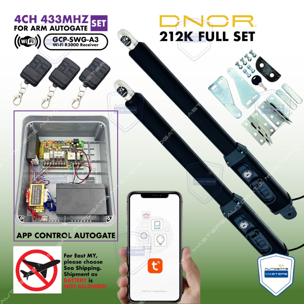 WIFI DNOR 212K ( 4CH 433MHZ ) ( FULL SET ) Swing folding arm autogate ...