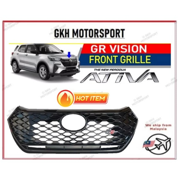 PERODUA ATIVA 2021 2022 2023 2024 FRONT GRILL GRILLE ABS GLOSSY BLACK ...