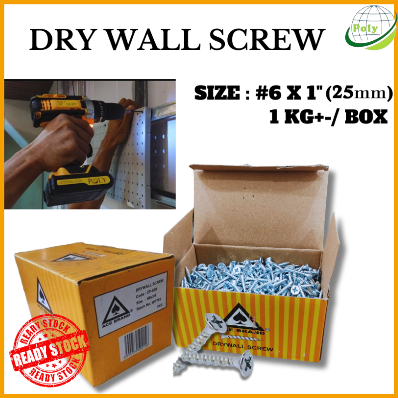 #6 [1KG/BOX] 1 Inch Dry Wall Screw For PVC Ceiling Installation Box ...