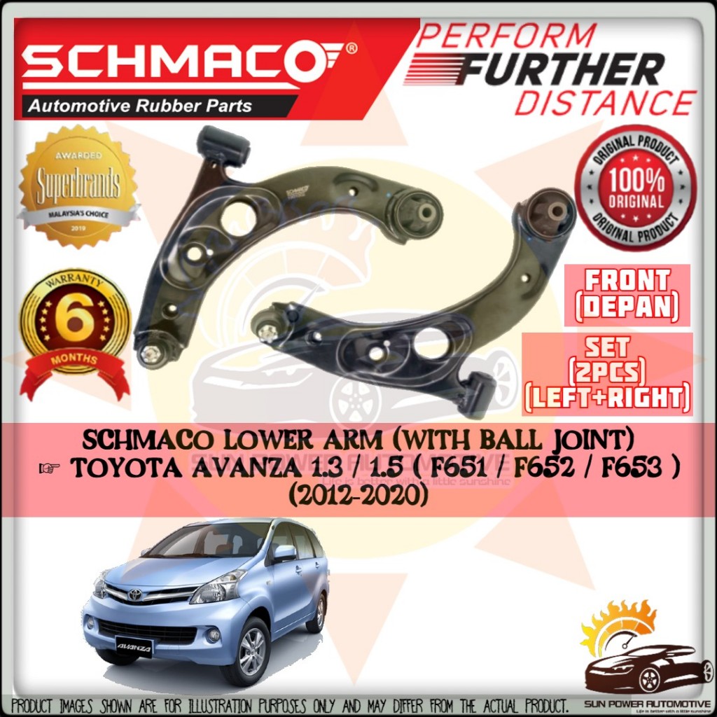 Toyota Avanza F651 F652 F653 1.3 1.5 (2012-2020) SCHMACO LOWER ARM SET ...