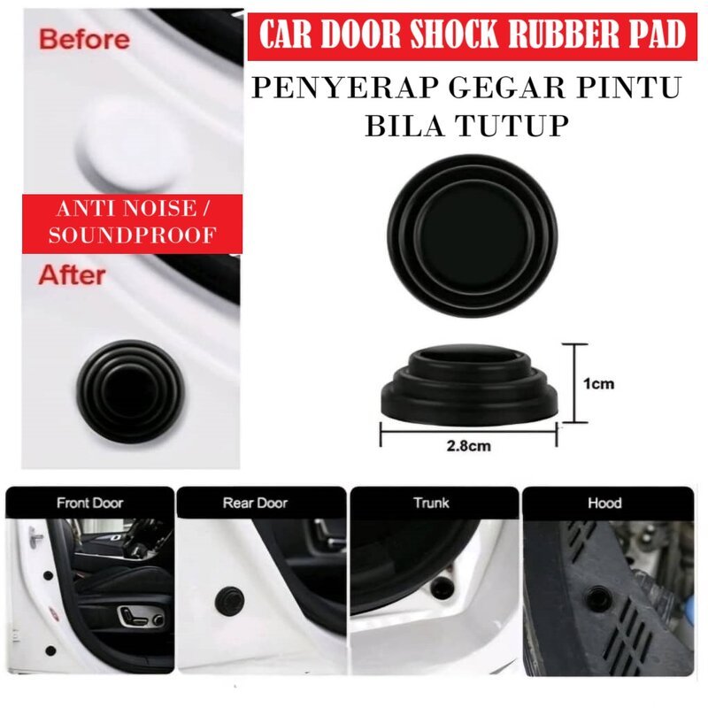 Car Door Shock Absorber Rubber Seal Buffer Pad Bonet Boot Soundproof ...