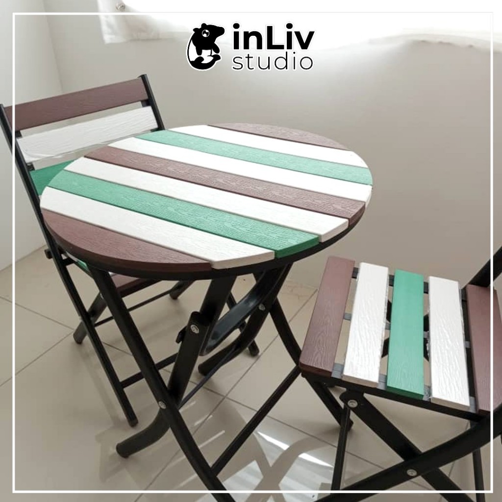 Foldable Outdoor Table Chair Set Garden Bench Chair Park Bench Metal ...