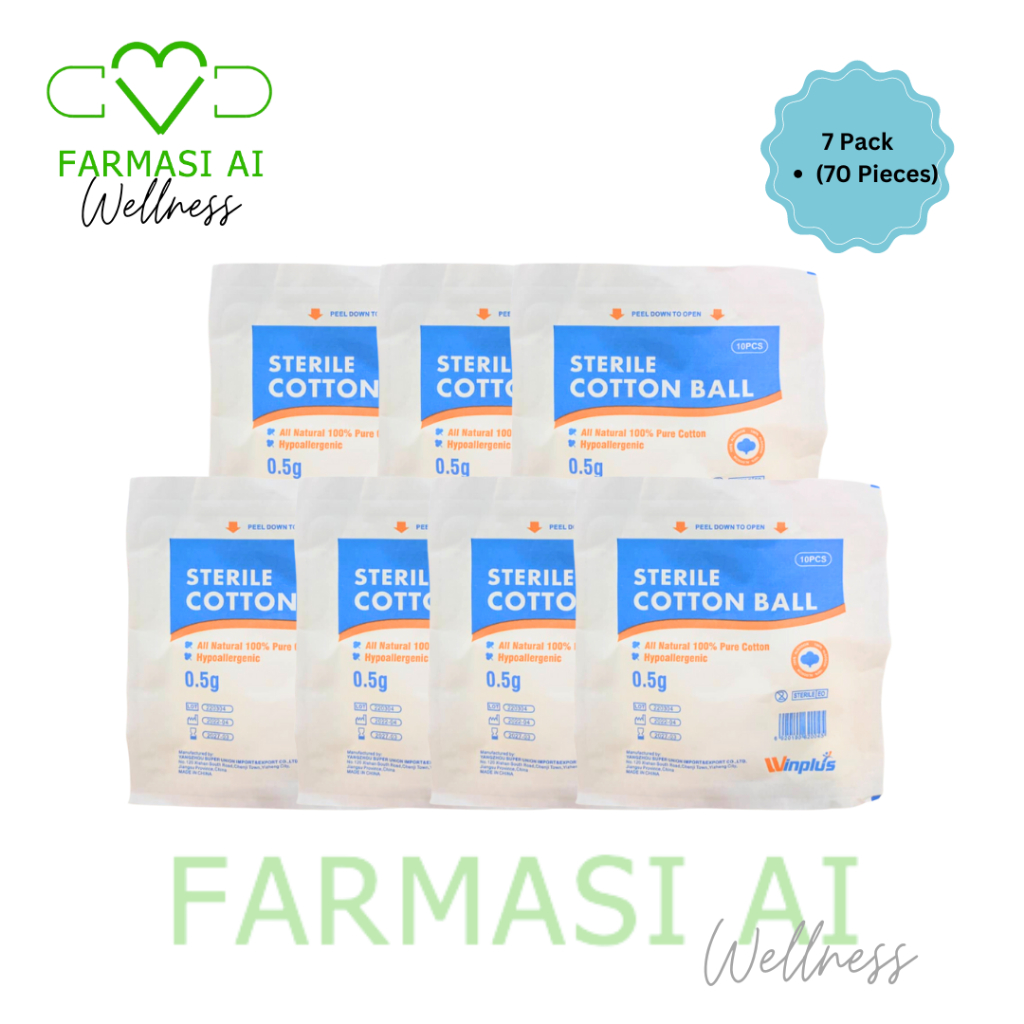 Winplus Sterile Cotton Ball 10pcs x 7 Pack (100% Pure Cotton) | Shopee ...