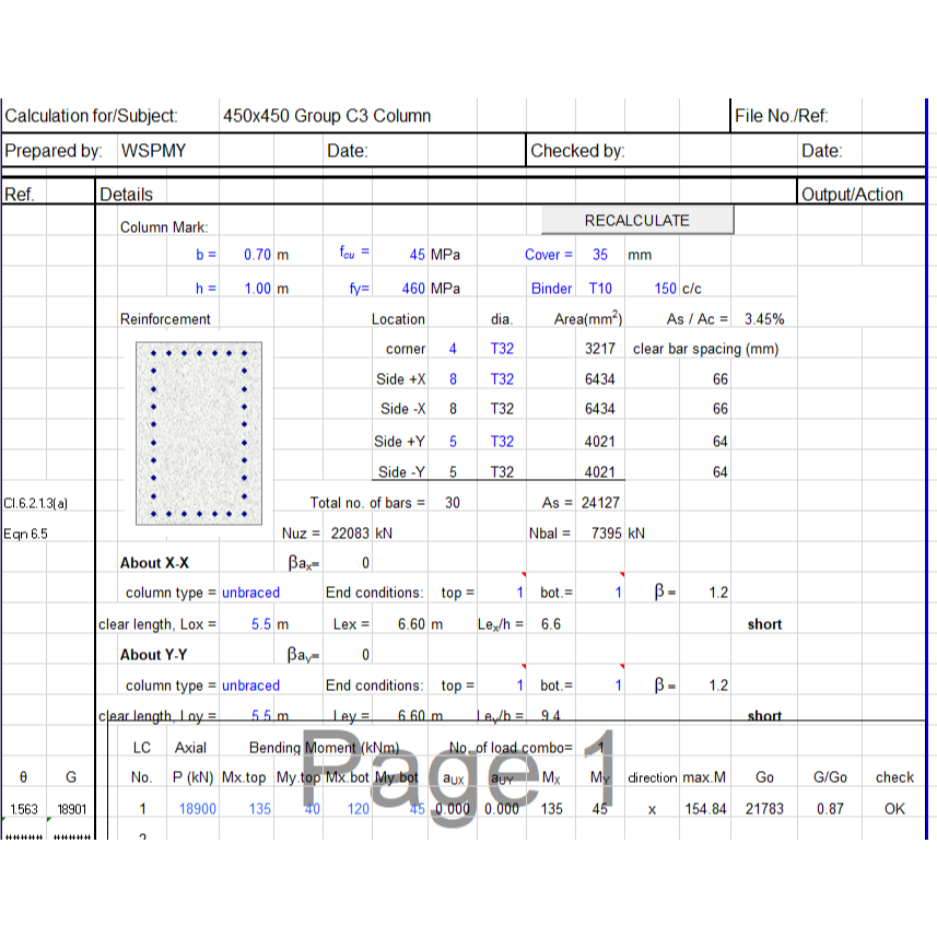 Rectangular RC Column Design Analysis Excel Spreadsheet | Shopee Malaysia