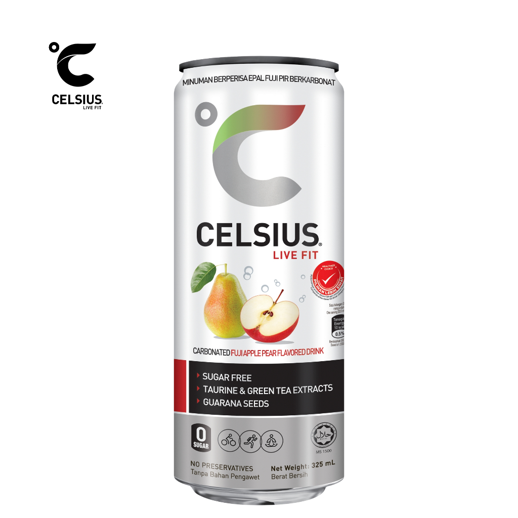 Celsius Healthy Energy Drink Sparkling Fuji Apple Pear 325ML | Shopee ...