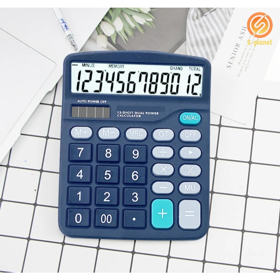 (12 Digits) AD-837 Dual Power Big Display Desktop Calculator Solar ...