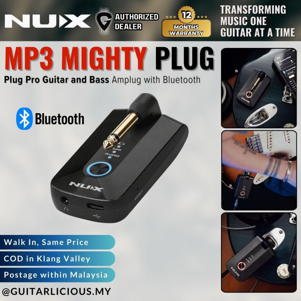 NUX MP3 Mighty Plug Pro Guitar and Bass Amplug with Bluetooth ( MP-3 ...
