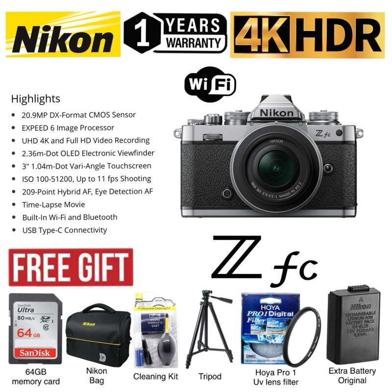 NIKON ZFC 16-50MM 20.9 MP 4K UHD RECORDING DX FORMAT CMOS SENSOR (1 ...