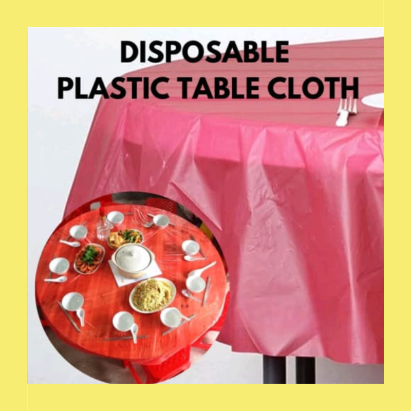 (10 pcs) Disposable HDPE Plastic Table Cloth / Alas Meja Plastik Pakai ...