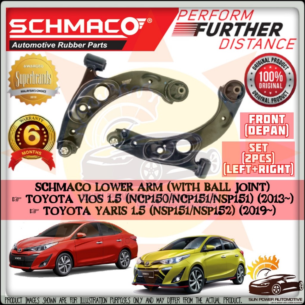 Toyota Vios / Yaris NCP150 NCP151 NSP151 NSP152 SCHMACO LOWER ARM SET ( FRONT LEFT & RIGHT ...