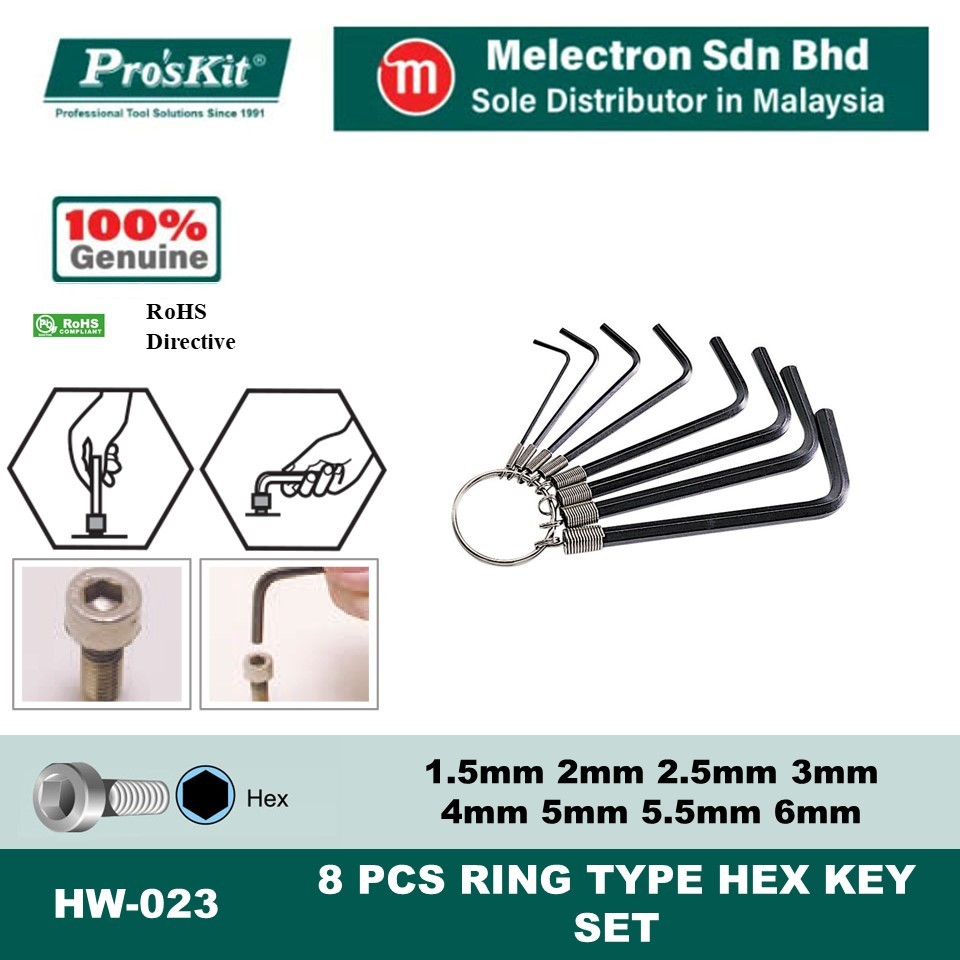 Pro'sKit HW-023 8pcs Ring Type Hex Key Set (Metric) | Shopee Malaysia