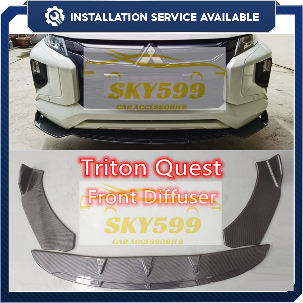 Mitsubishi Triton Quest Front Bumper Diffuser Lip Wrap Angle Splitters ...