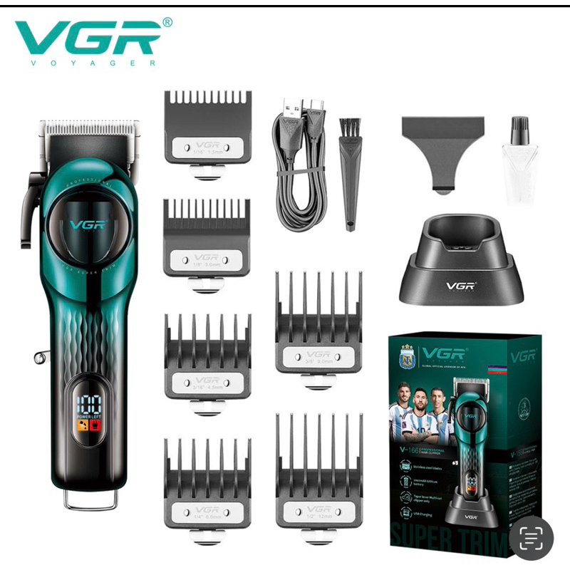Original VGR V-166 Zero Adjustable Professional Rechargeable Hair trimmer Metal Barber Sunscreen ...
