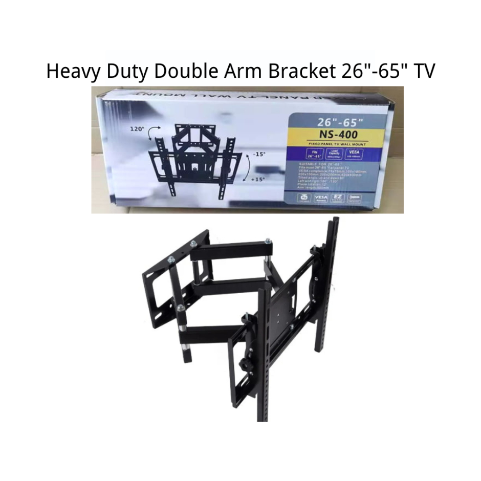 Heavy Duty TV Double Arm Bracket | NS400(TV inch 26''~65'') | Shopee ...