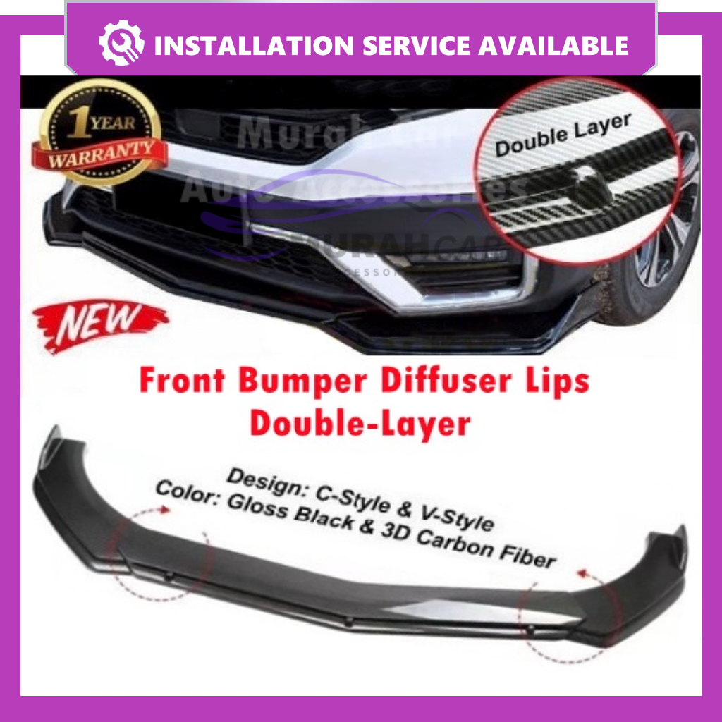 New Car LIPS Double Layer Universal FRONT BUMPER DIFFUSER LIP AXIA ...