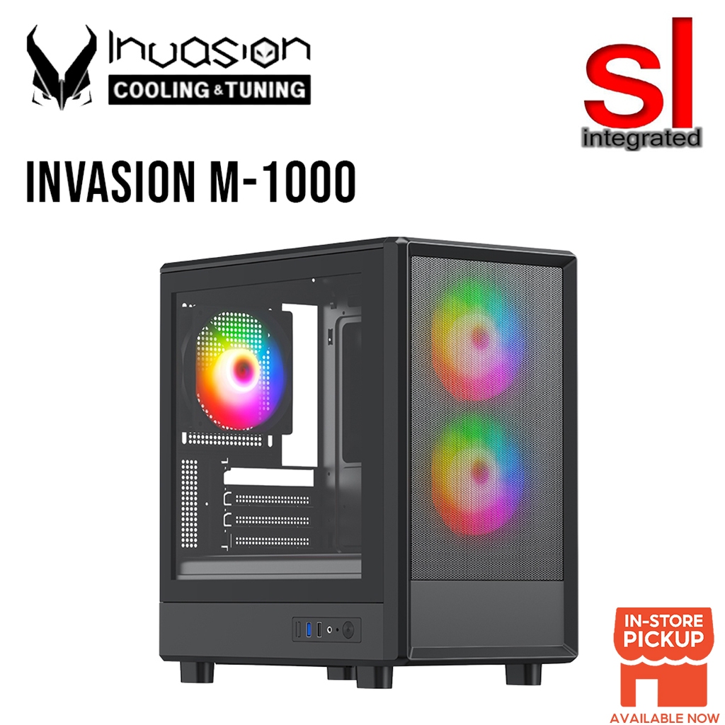 Invasion M-1000 Tempered Glass M-ATX Gaming Case With Aurora Fan ...