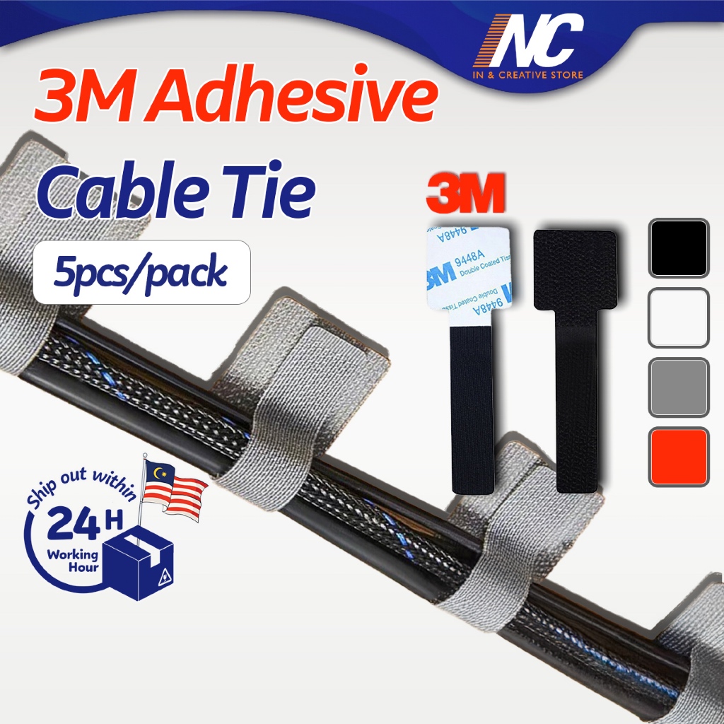 Velcro 3M Adhesive Cable Tie - Cable Organizer strong adhesive holder ...