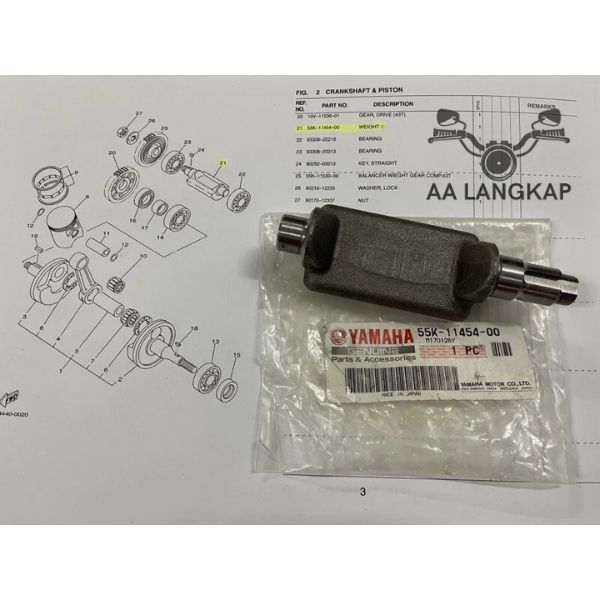Yamaha Rxz Catalyzer Mili Balancing Enjin / Engine Balancer Weight ...