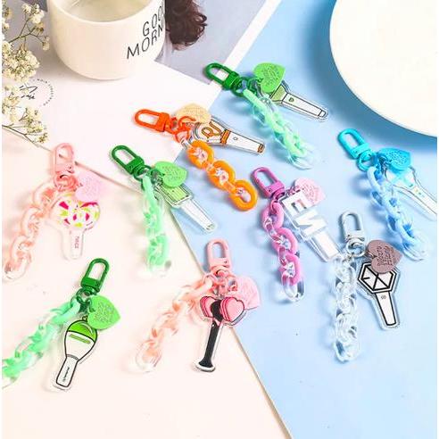 Kpop Light Stick Acrylic Keychain with Ring Chain IU N-CT Enha Bl ...