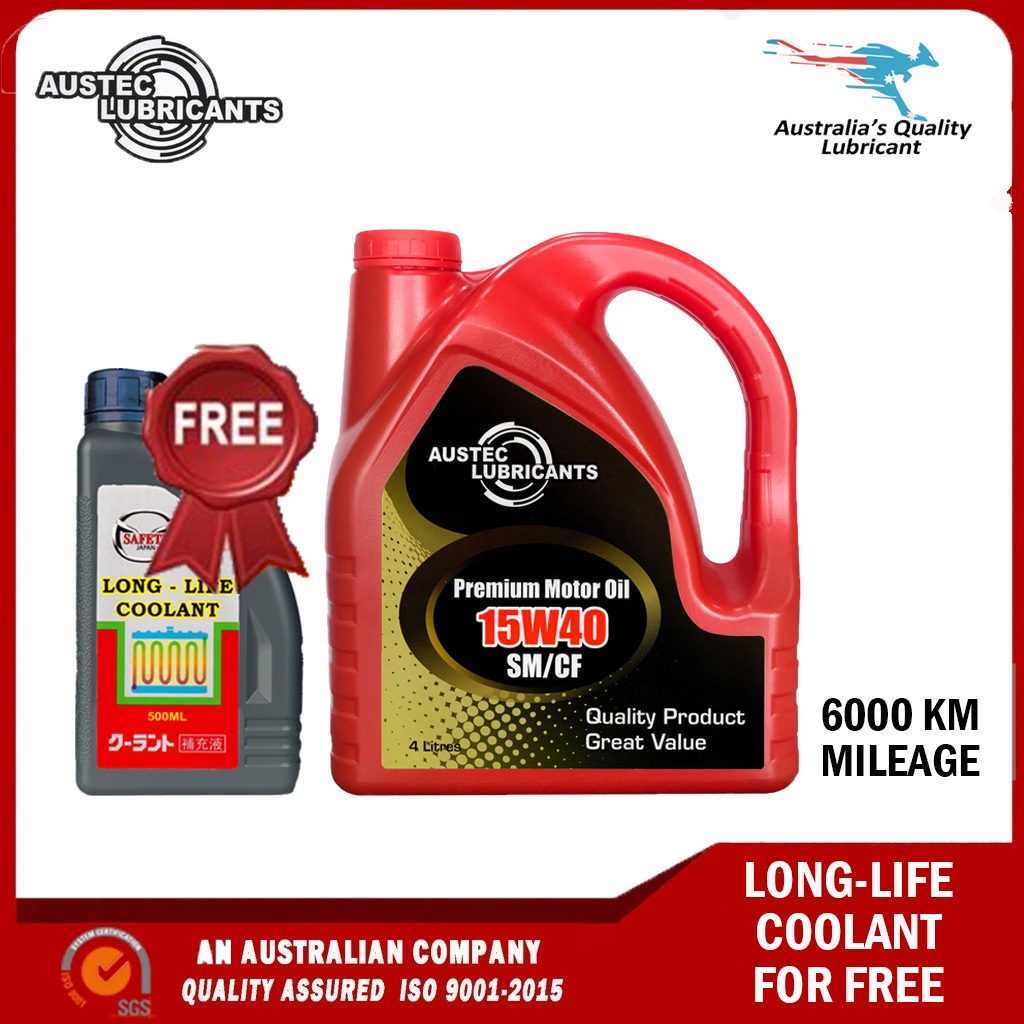 AUSTEC LUBRICANTS Premium Motor Oil 15W40 API SM/CF 4 Litres (FREE LONG ...