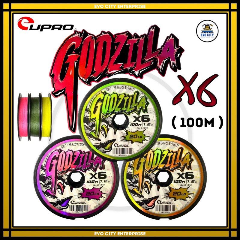 Eupro Godzilla x6 Braided PE Fishing Line 100m (Pink/Yellow/Green ...
