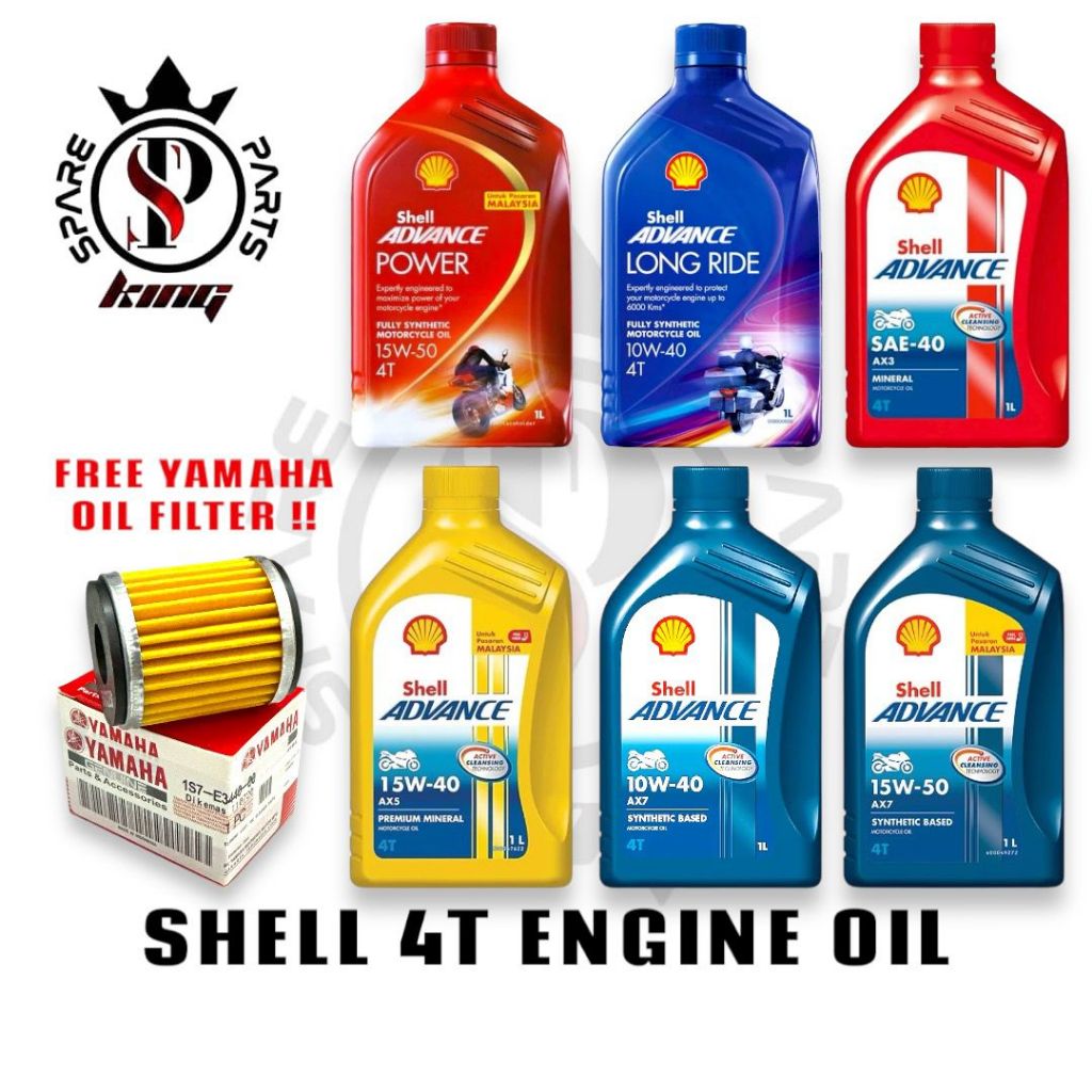 100% ORIGINAL SHELL ADVANCE 4T AX5 15W40 10W40 AX7 15W50 AX3 SAE40 W 2T ...