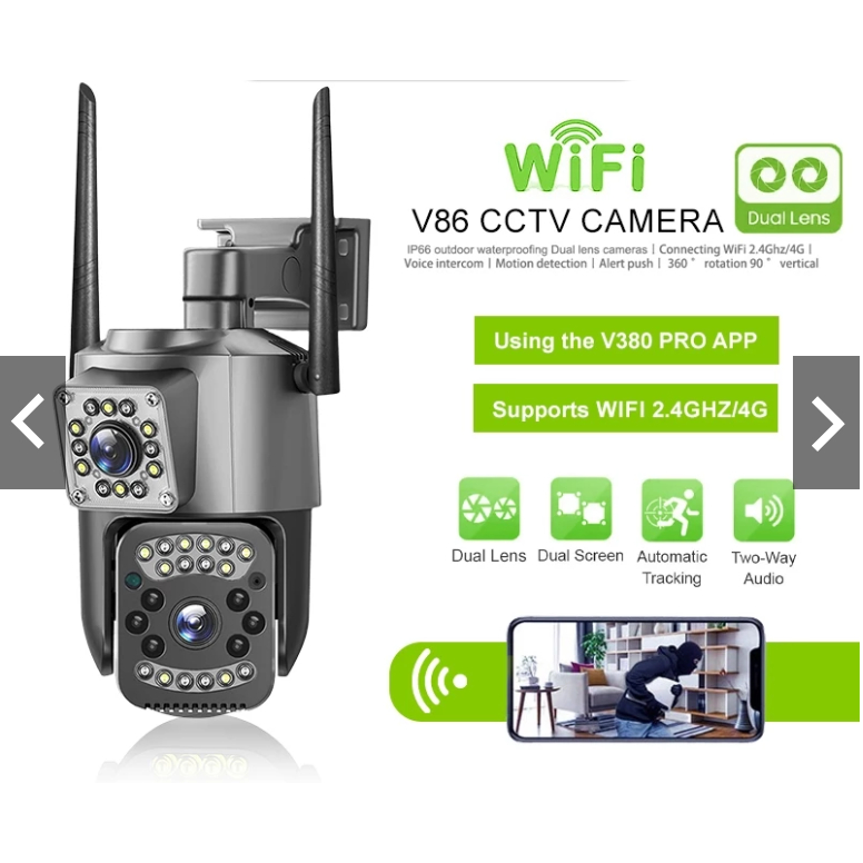 V380 Pro Wireless Dual Lens Outdoor Waterproof 4G/Wi-Fi 360 CCTV Camera ...