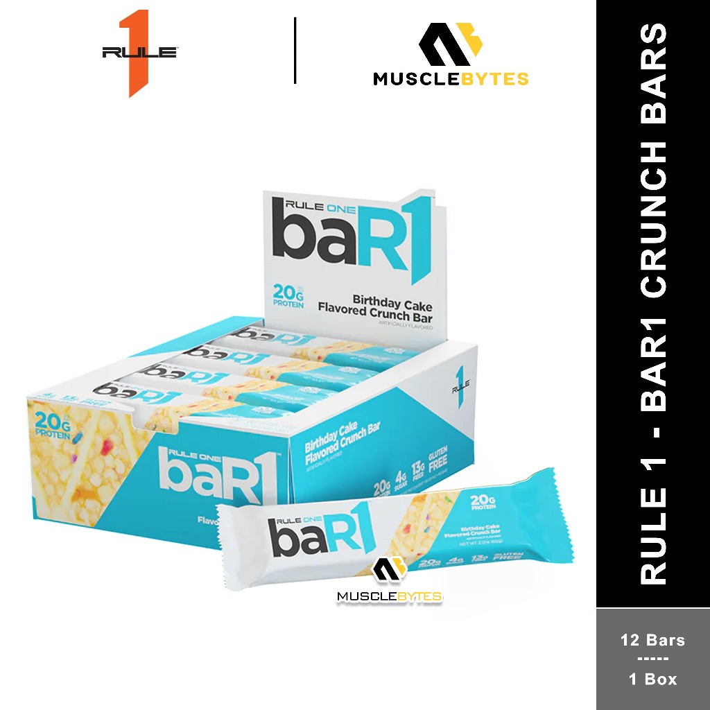 Rule 1 - R1 BAR1 Crunch Bars [1 Box / 12 Bars] [Protein Bar / Protein ...