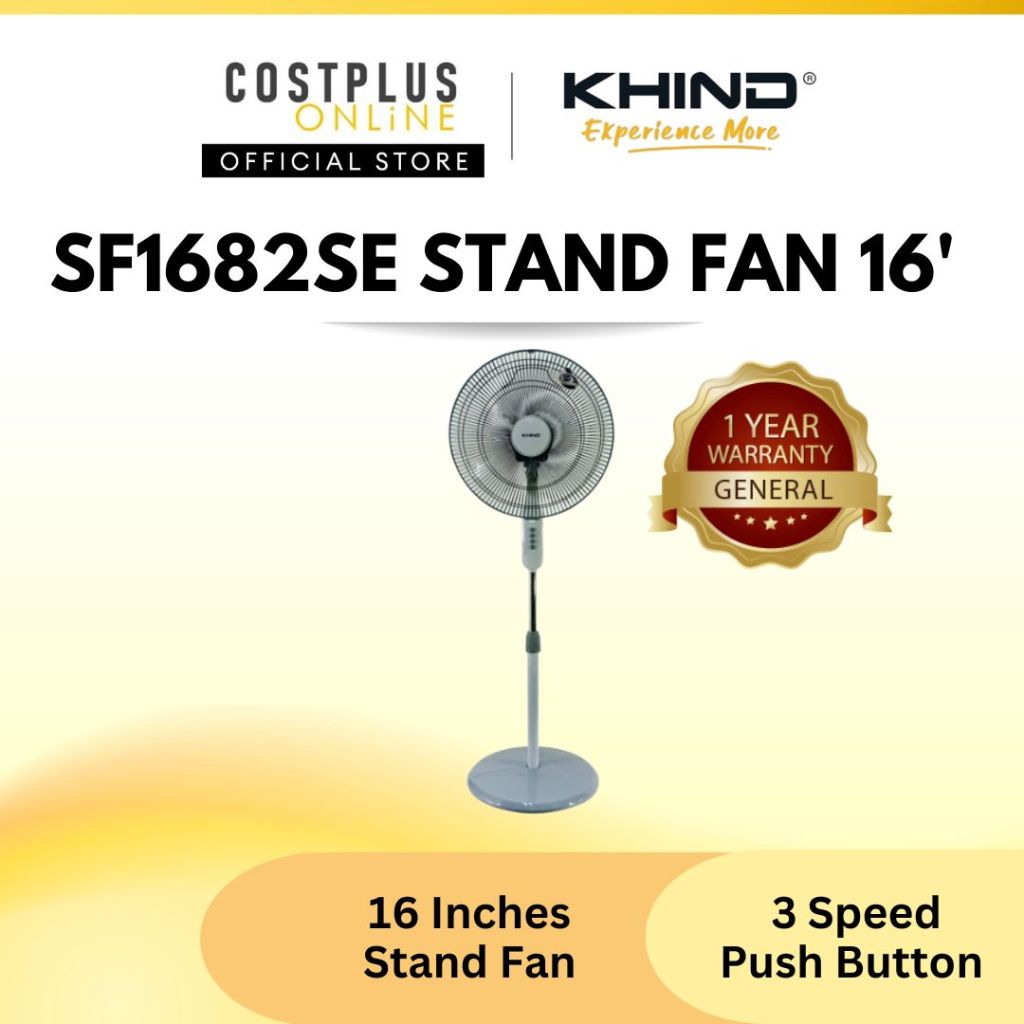 Khind 16 Inches SF1682SE SF1663H SF1688E Stand Fan 3 Speed Kipas ...