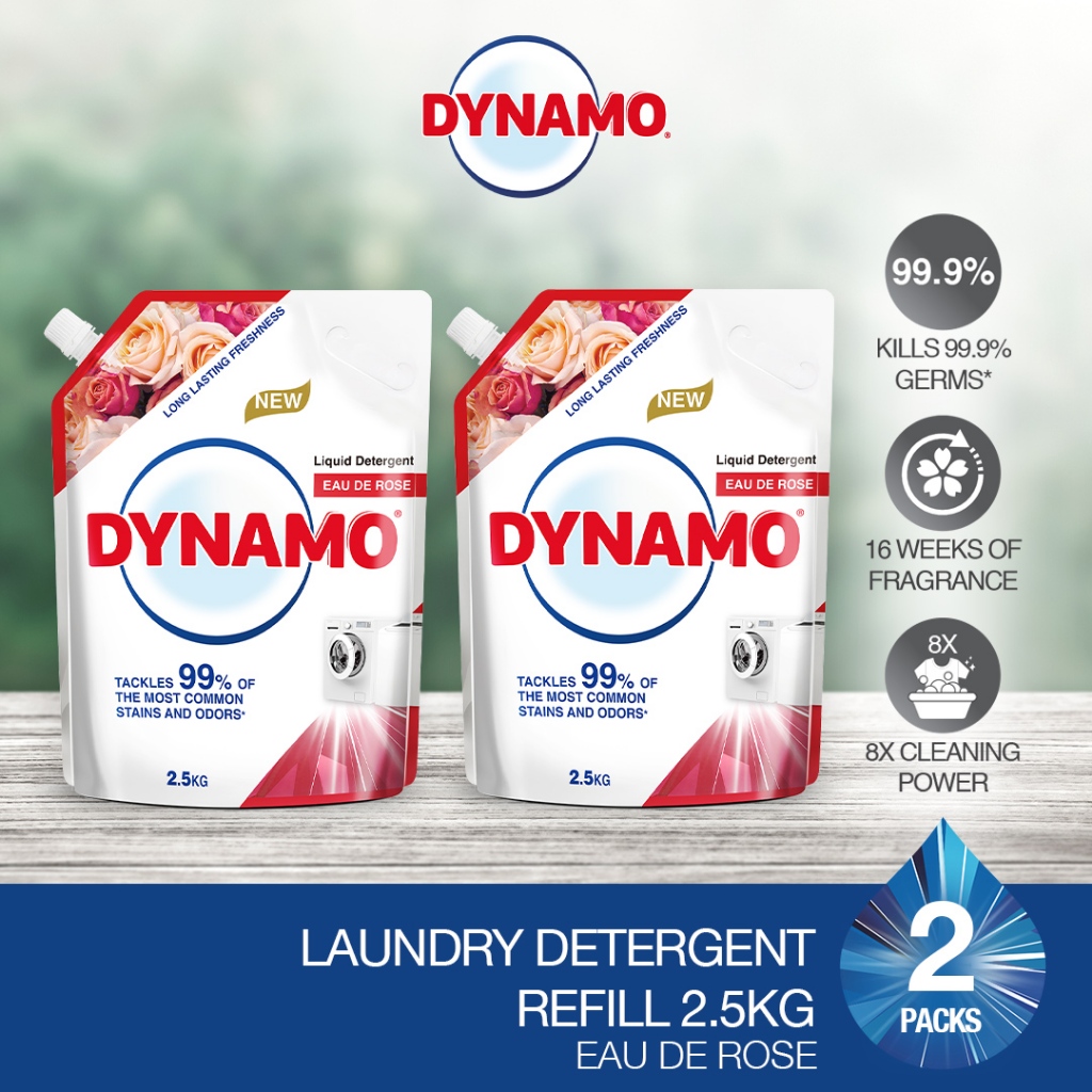 DYNAMO Laundry Detergent Eau De Rose Refill (2.5kg) [Twin Pack ...