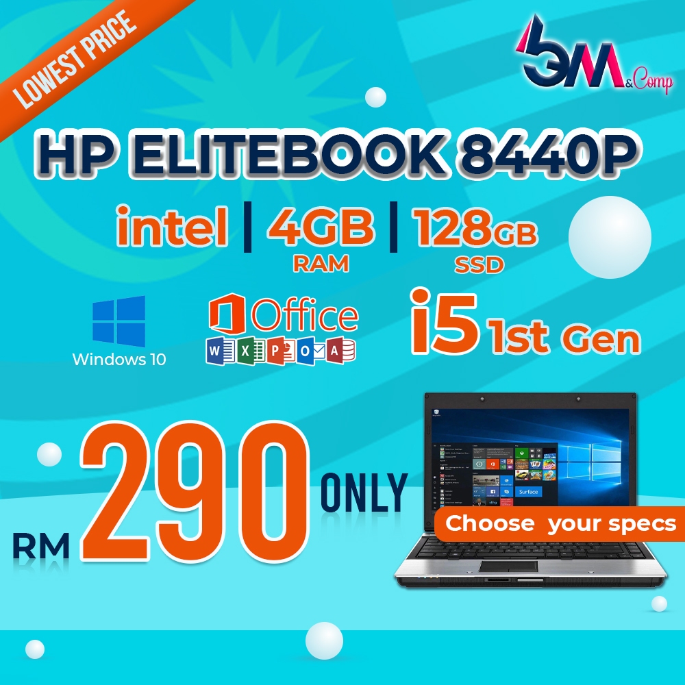 HP Elitebook 8440P Intel (Core i5/4GB RAM/128GB SSD/Win 10 Pro ...