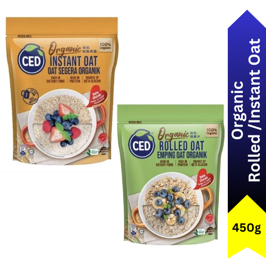 CED Organic Rolled / Instant Oats Emping Oat Organik Makanan Sihat 450G ...