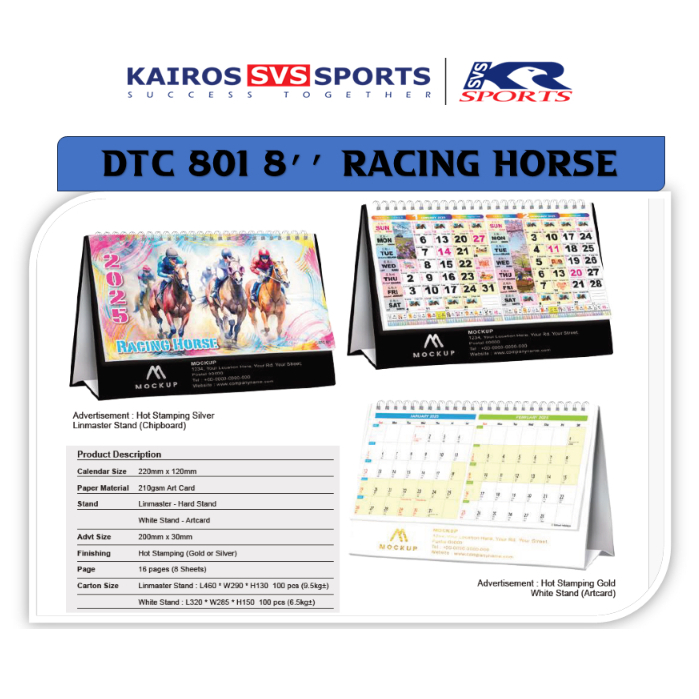 Calendar 8” Racing Horse | Desk Calendar | Racing Horse Calendar ...
