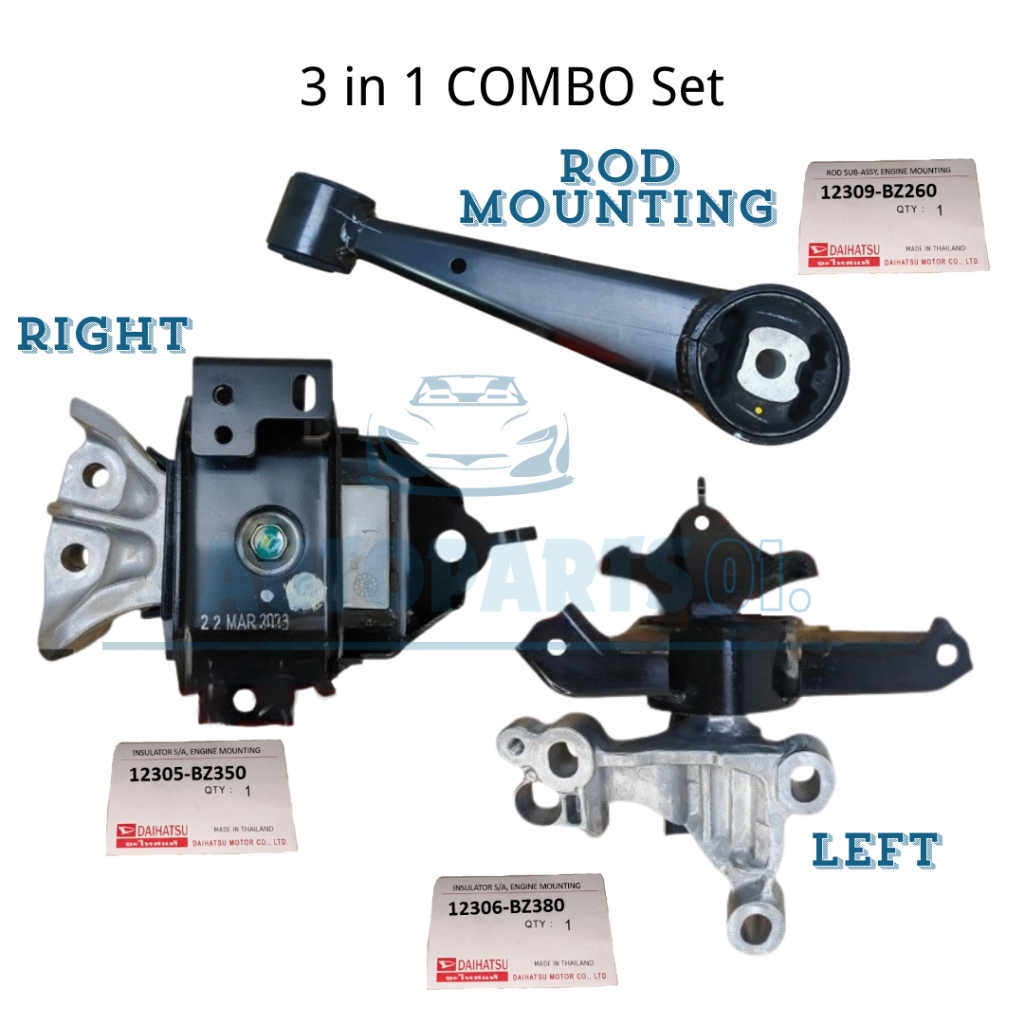 [3 IN 1 COMBO SET] Daihatsu Engine Mounting Kit for Perodua Ativa 1.0 ...