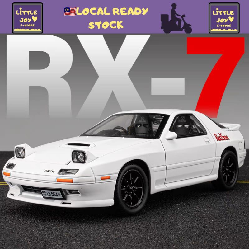 🇲🇾LJS1 Mazda RX-7 Initial D 1:24 Alloy Diecast Scale Model Car PullBack ...