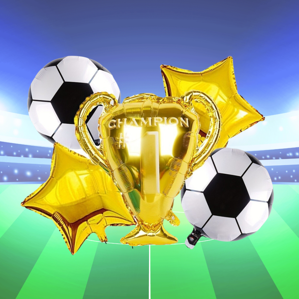 Football Balloon Set Soccer Trophy Party Birthday Theme Bola Belon ...